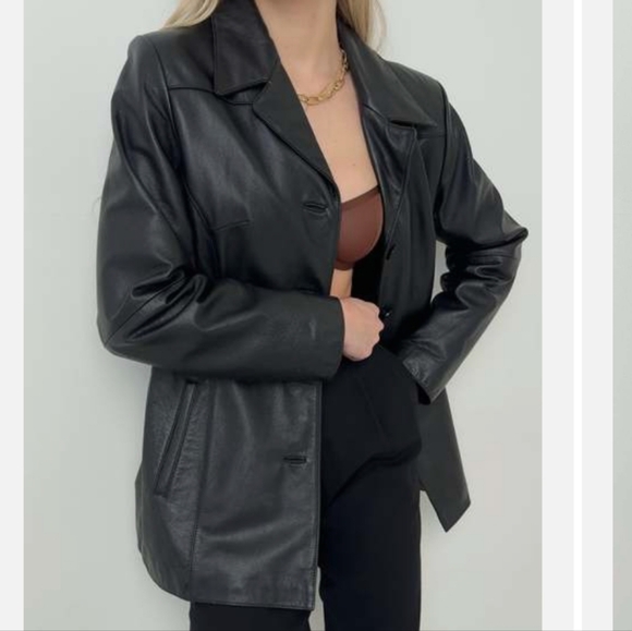 Maggie Barnes | Jackets & Coats | Vintage Leather Button Up Jacket ...